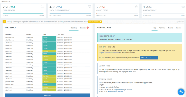 Time and attendance features | Personalized Dashboard